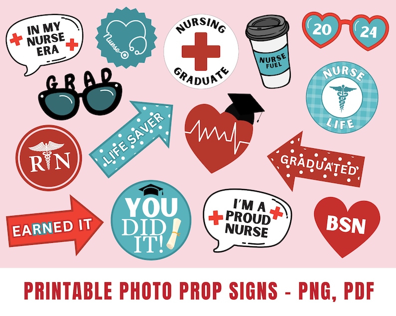 Nursing Graduate Photo Props | Pdf, Png, Printable Signs for RN, BSN ...
