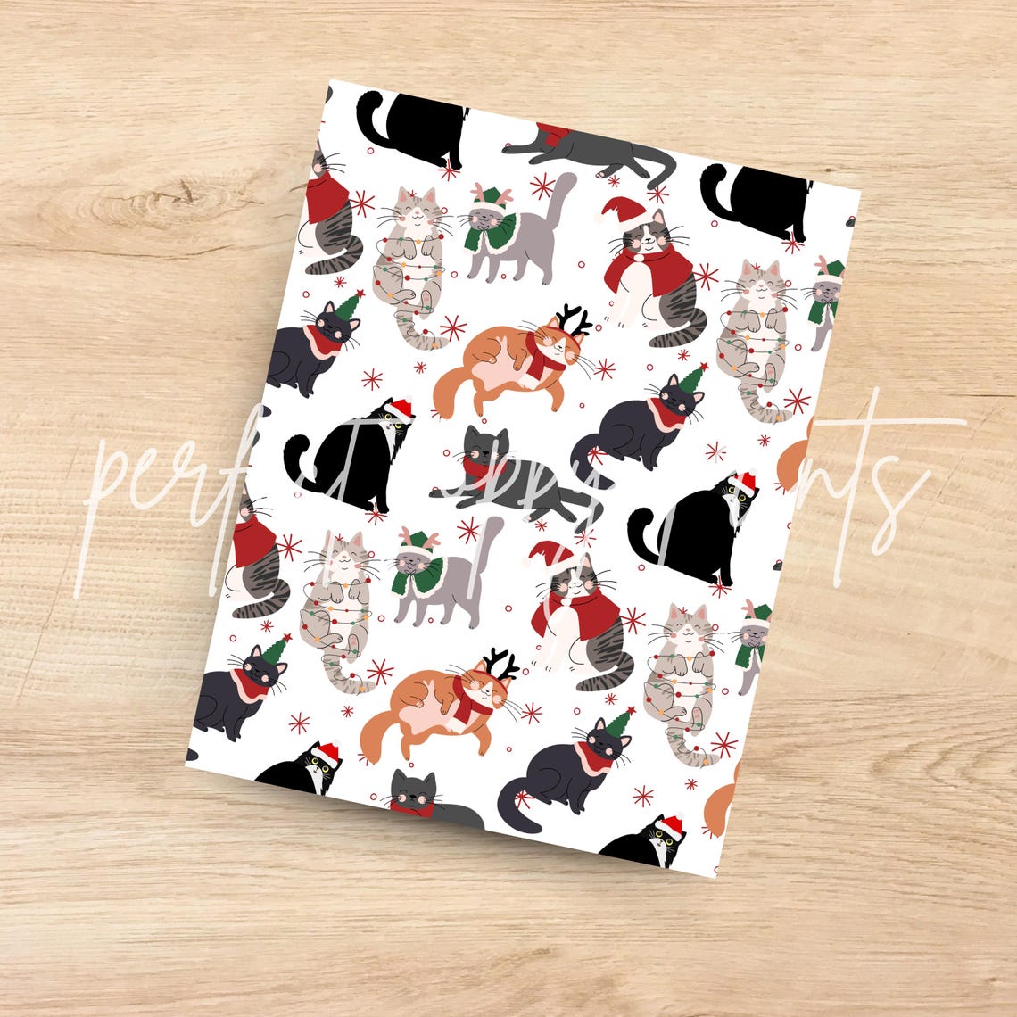 Seamless Cat Christmas Digital Paper | Instant Download Printable ...