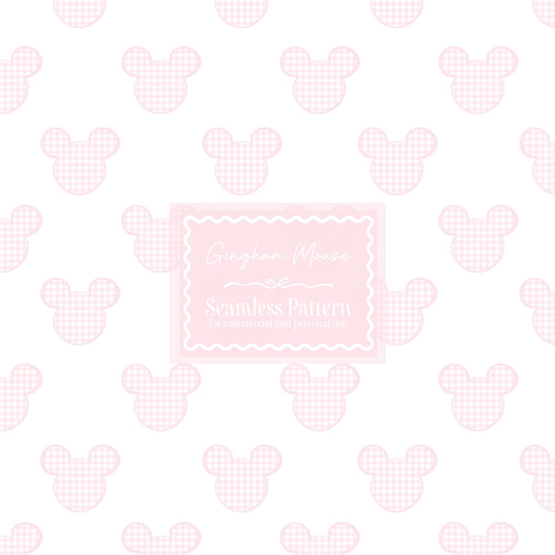 Seamless Pink Gingham Mouse Pattern | Commercial Use, Digital Paper ...