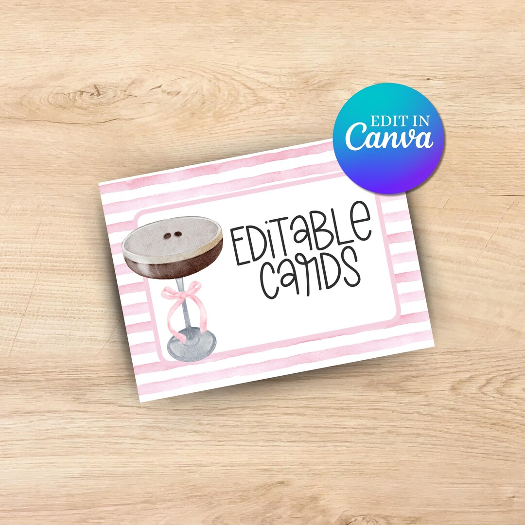 Printable Espresso Martini Food Labels, Name Cards, Table Cards ...