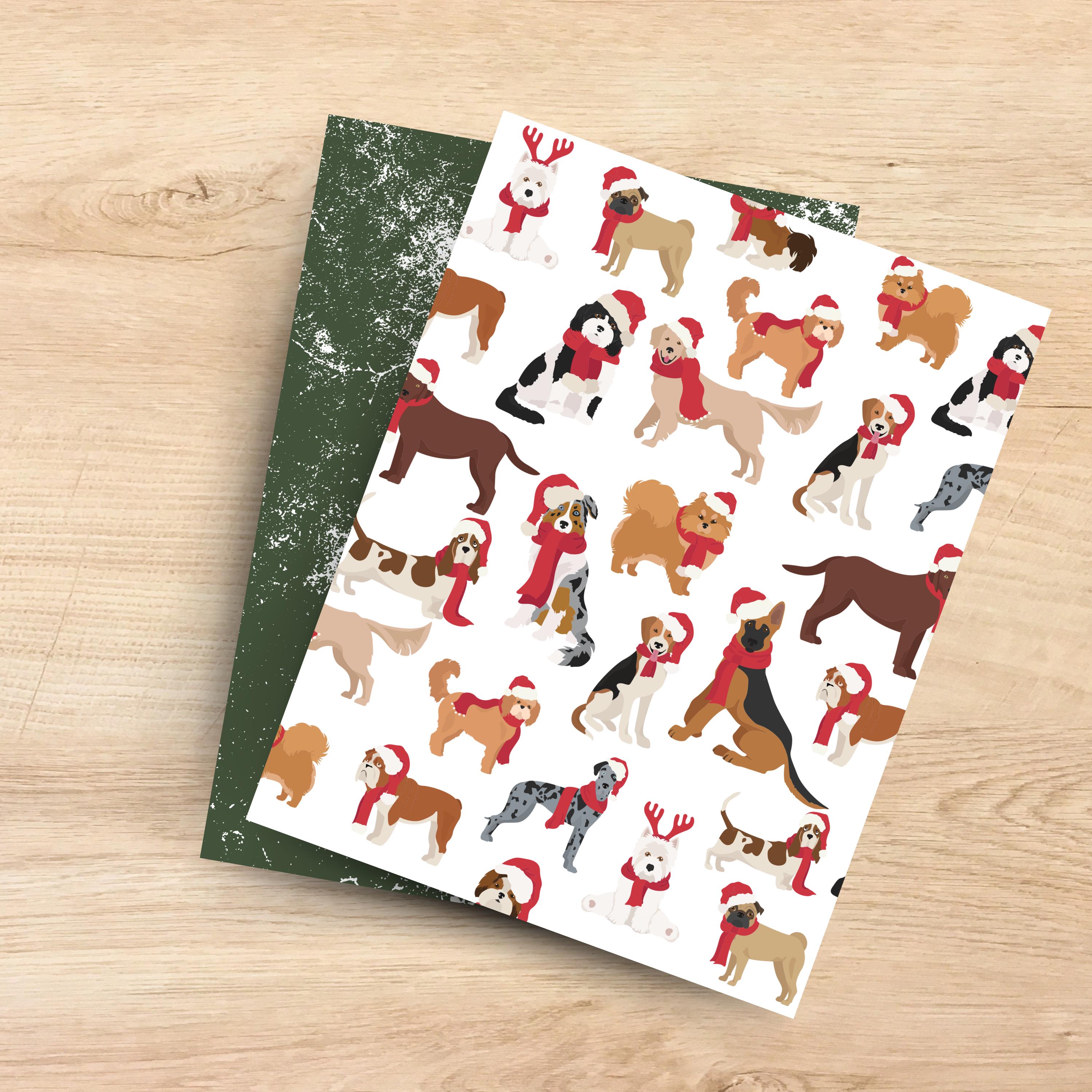 Dog Christmas Digital Paper, Instant Download and Print | Puppy ...