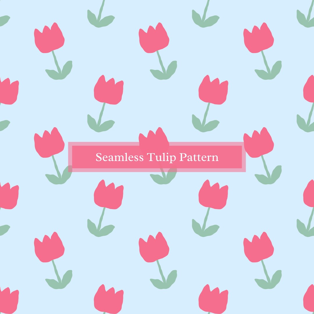 Seamless Tulip Pattern | Pink Spring Tulips, Flowers, Girly | Digital ...