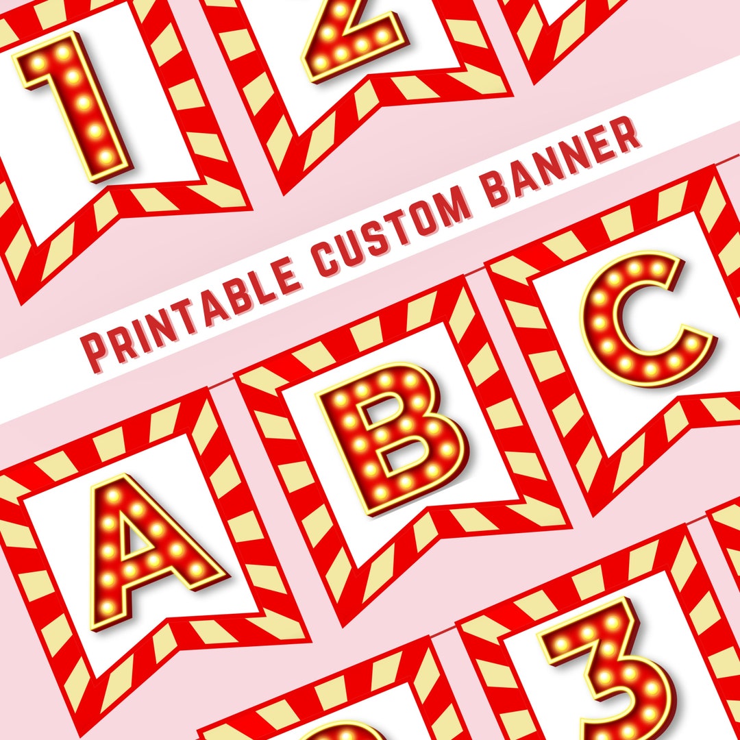 Custom Circus Themed Banner Instant Download, Printable Carnival ...