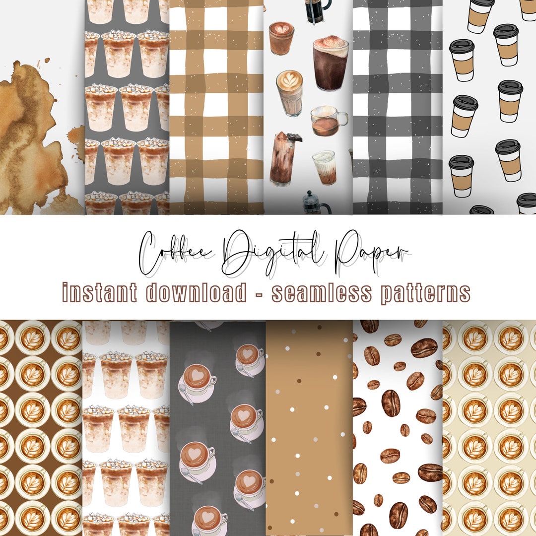 Coffee Digital Paper Bundle | Instant Download Iced Latte Lover, Iced ...