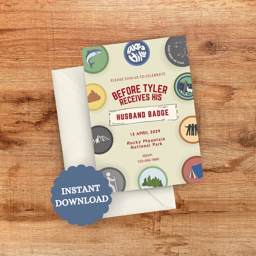Camping Bachelor Party Invitation Template, Instant Download National ...