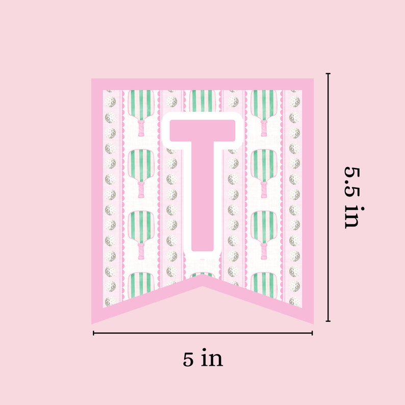 Printable Pickle Ball Birthday Banner Instant Download, Pink Preppy ...