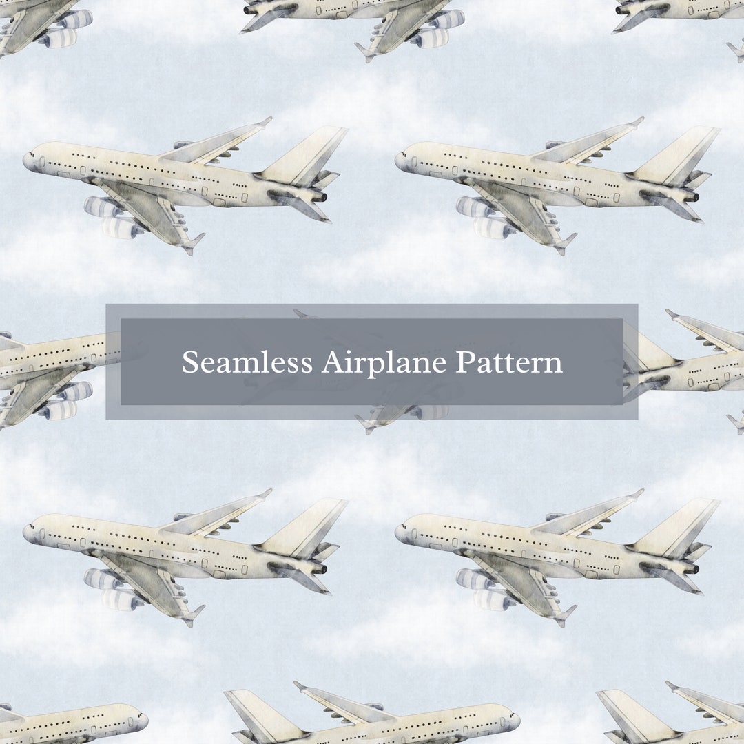 Seamless Airplane Digital Pattern | Instant Download, Watercolor ...