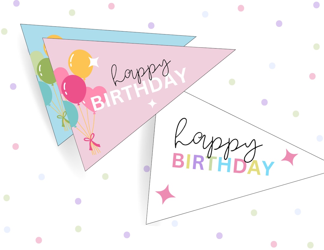 Printable Happy Birthday Pennant Banners for Boys and Girls | Colorful ...