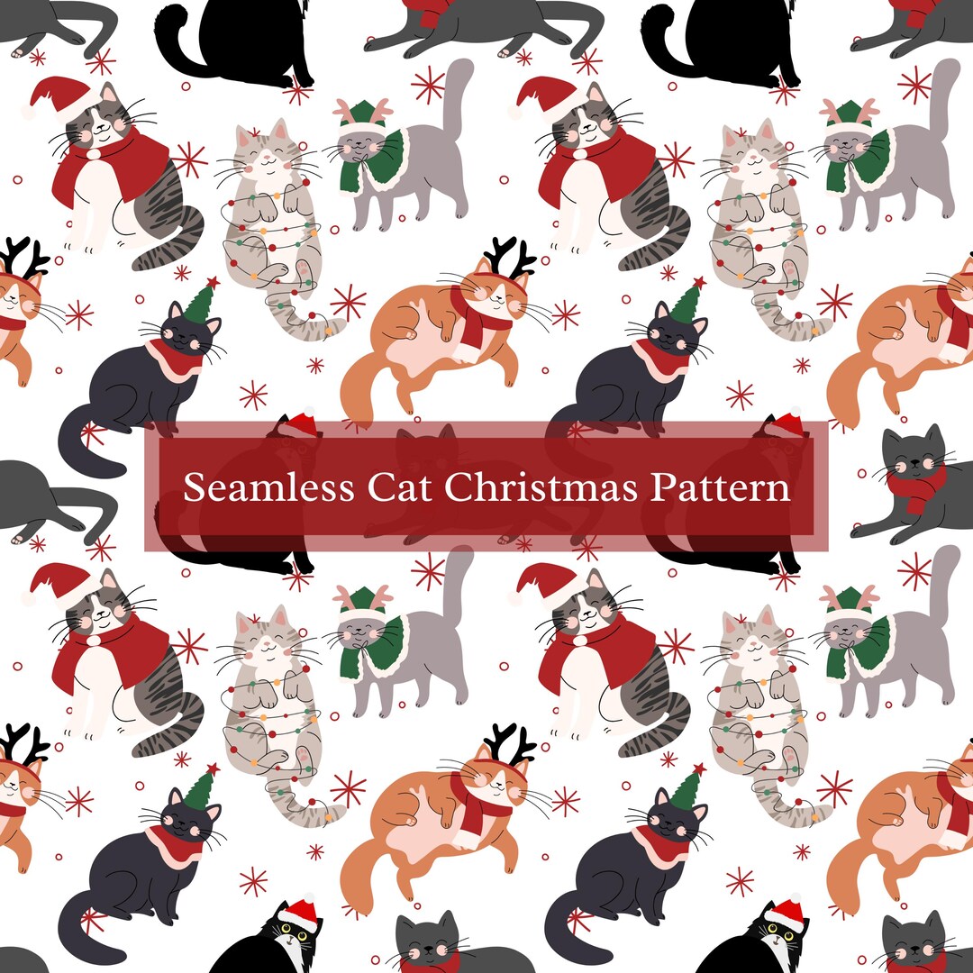 Seamless Cat Christmas Digital Paper | Instant Download Printable ...