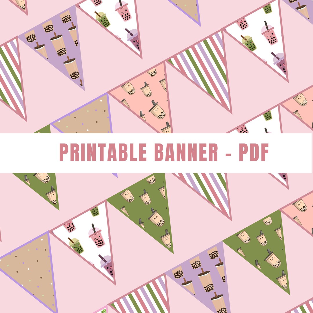 Printable Boba Tea Themed Banner | Instant Download Decorations for ...
