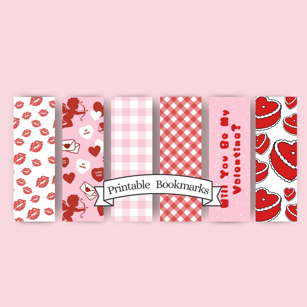 Printable Classic Valentines Day Bookmark Cards, Valentines Day Gift ...