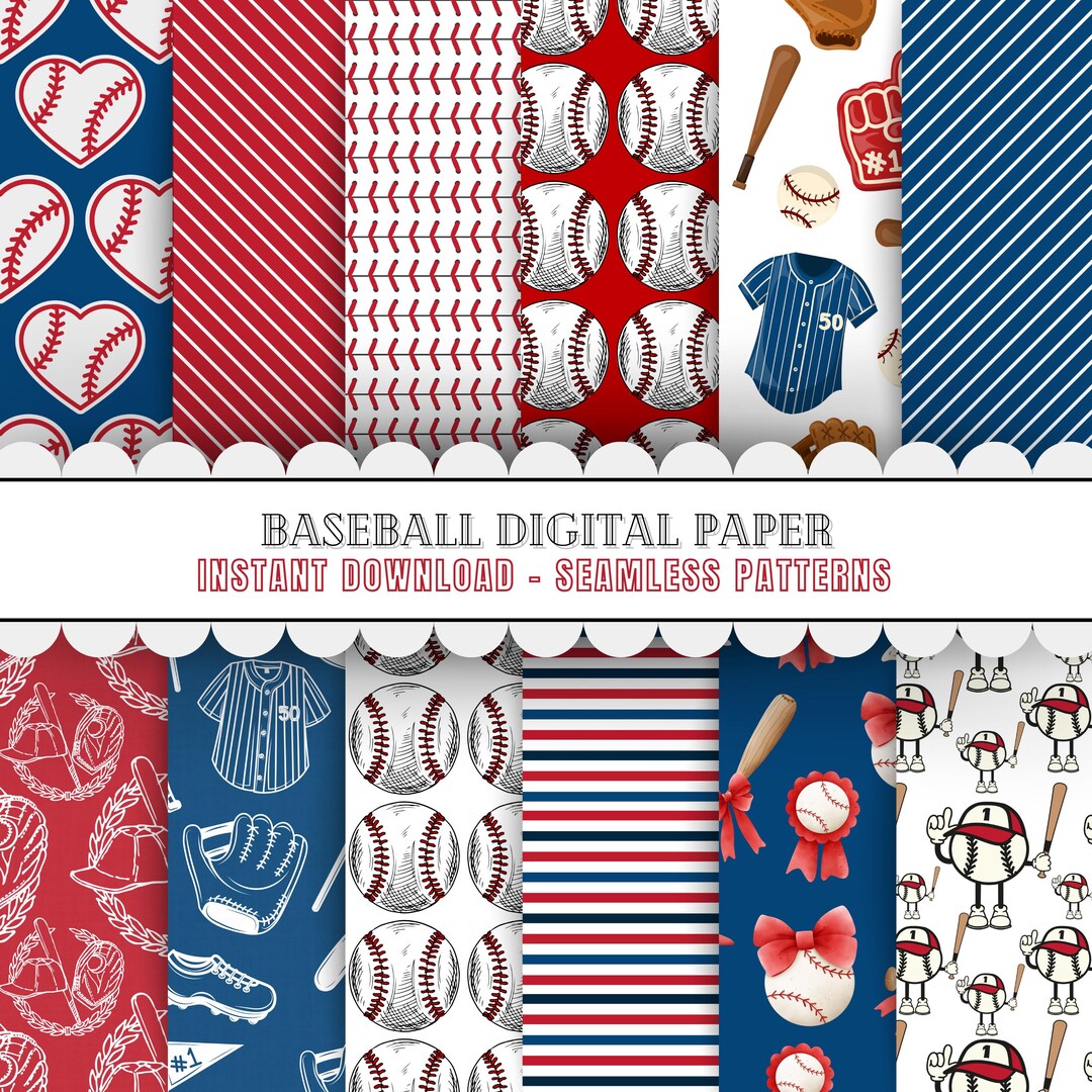 Seamless Baseball Digital Paper Bundle | Instant Download Baseball Mom ...