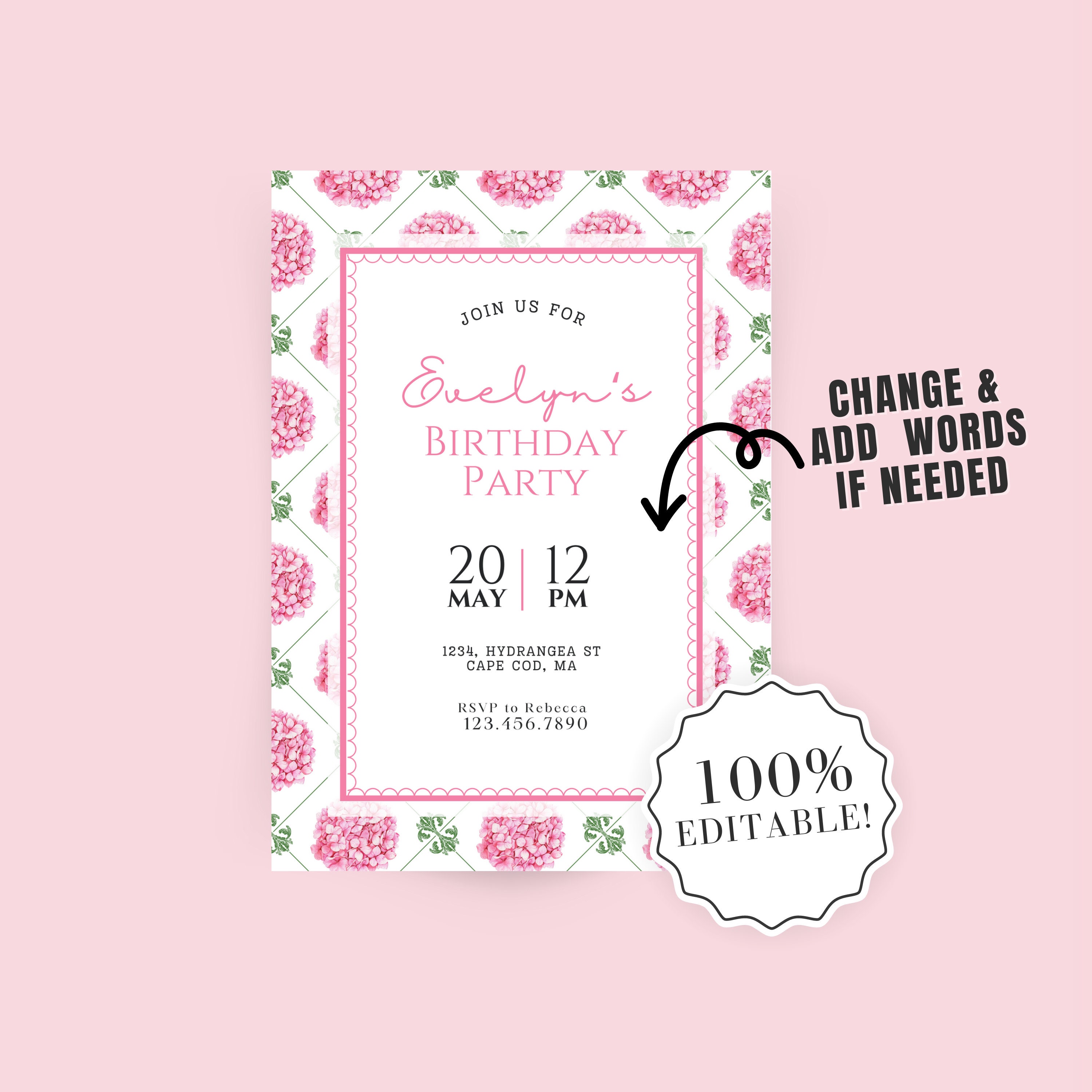 Custom Grand Millennial Birthday Party Invitation Template Instant ...