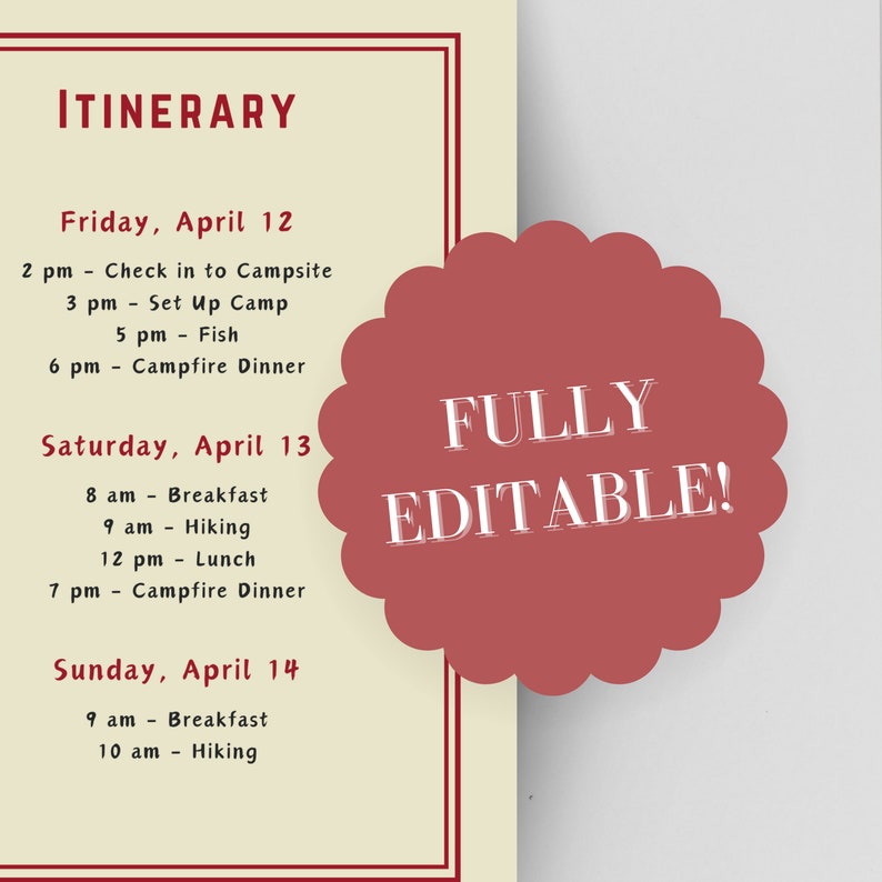 Camping Bachelor Party Invitation Template, Instant Download National ...