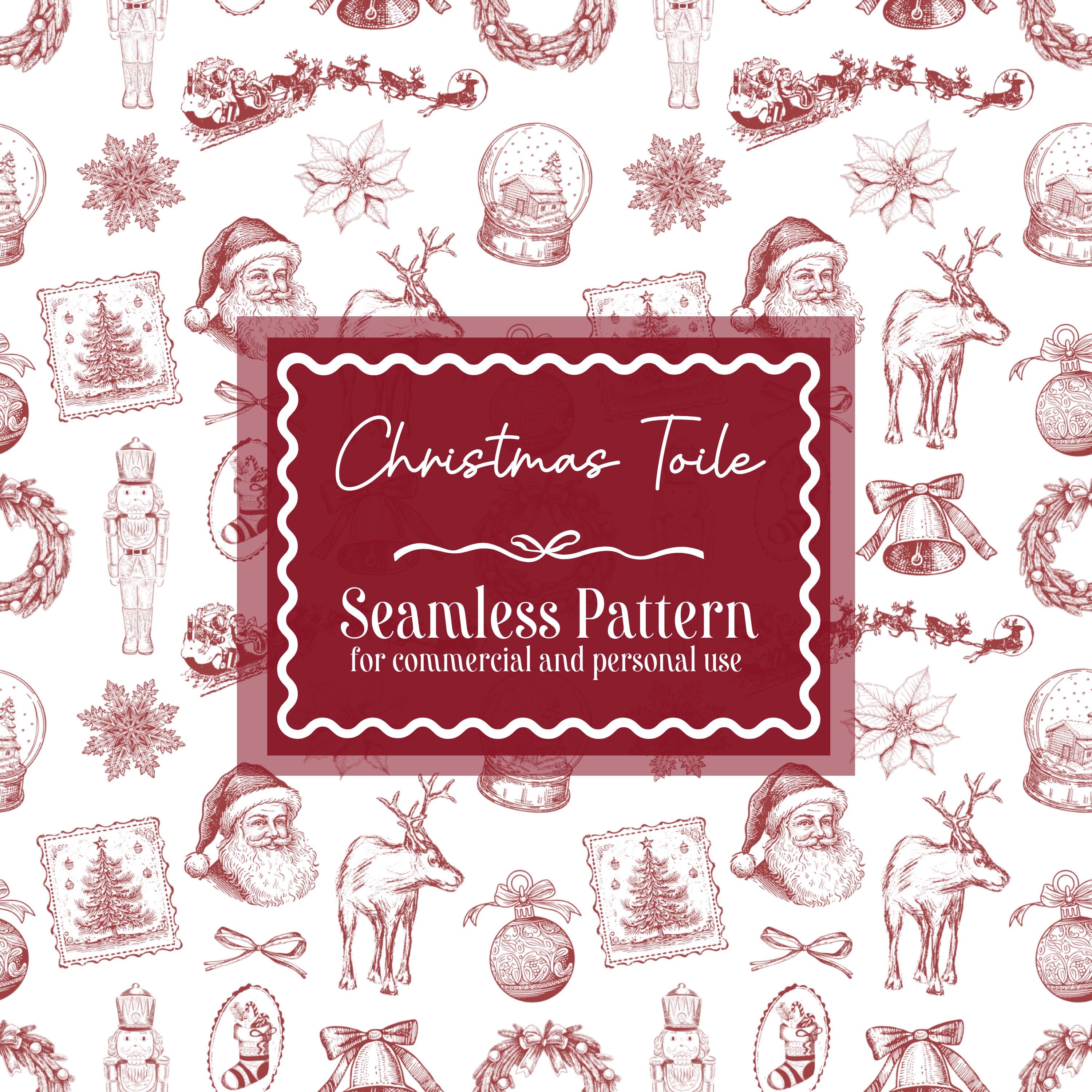 Seamless Red Toile Pattern | Digital Paper for Custom Crafts, Santa ...
