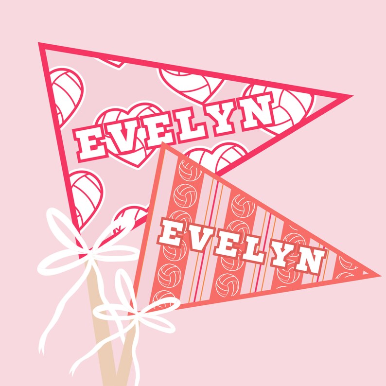 Custom Volleyball Name Pennants Instant Download, Printable Banners for ...