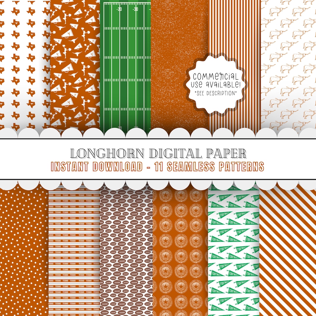 Instant Download Texas Longhorn Digital Paper | Burnt Orange ...