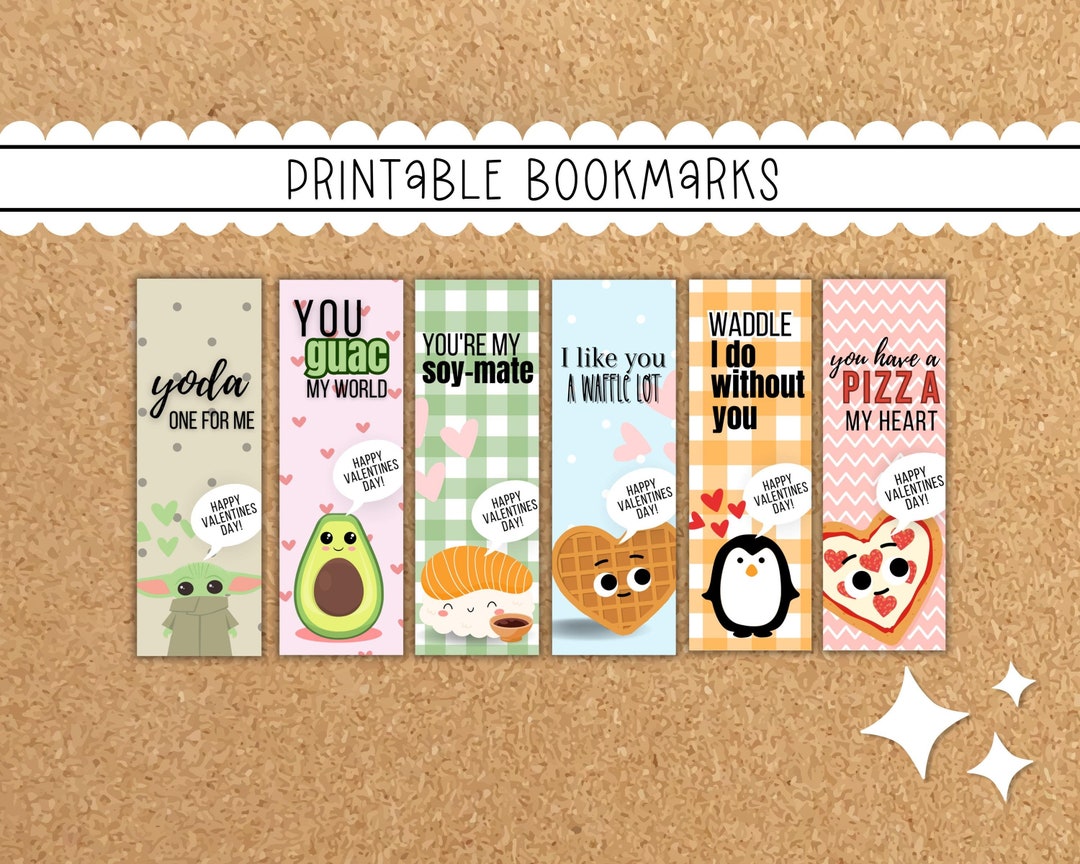 Printable Valentines Day Bookmark Cards, Valentines Day Gift Basket ...