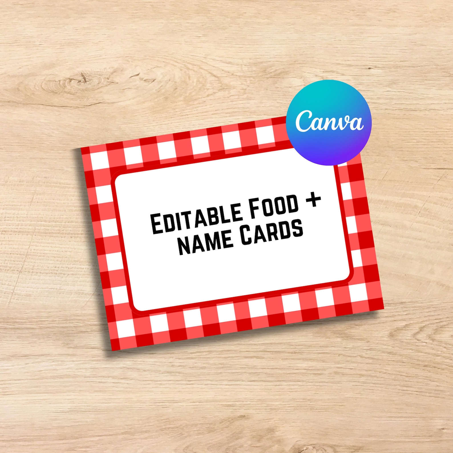 Printable Red Buffalo Gingham Print Food Labels, Name and Table Cards ...