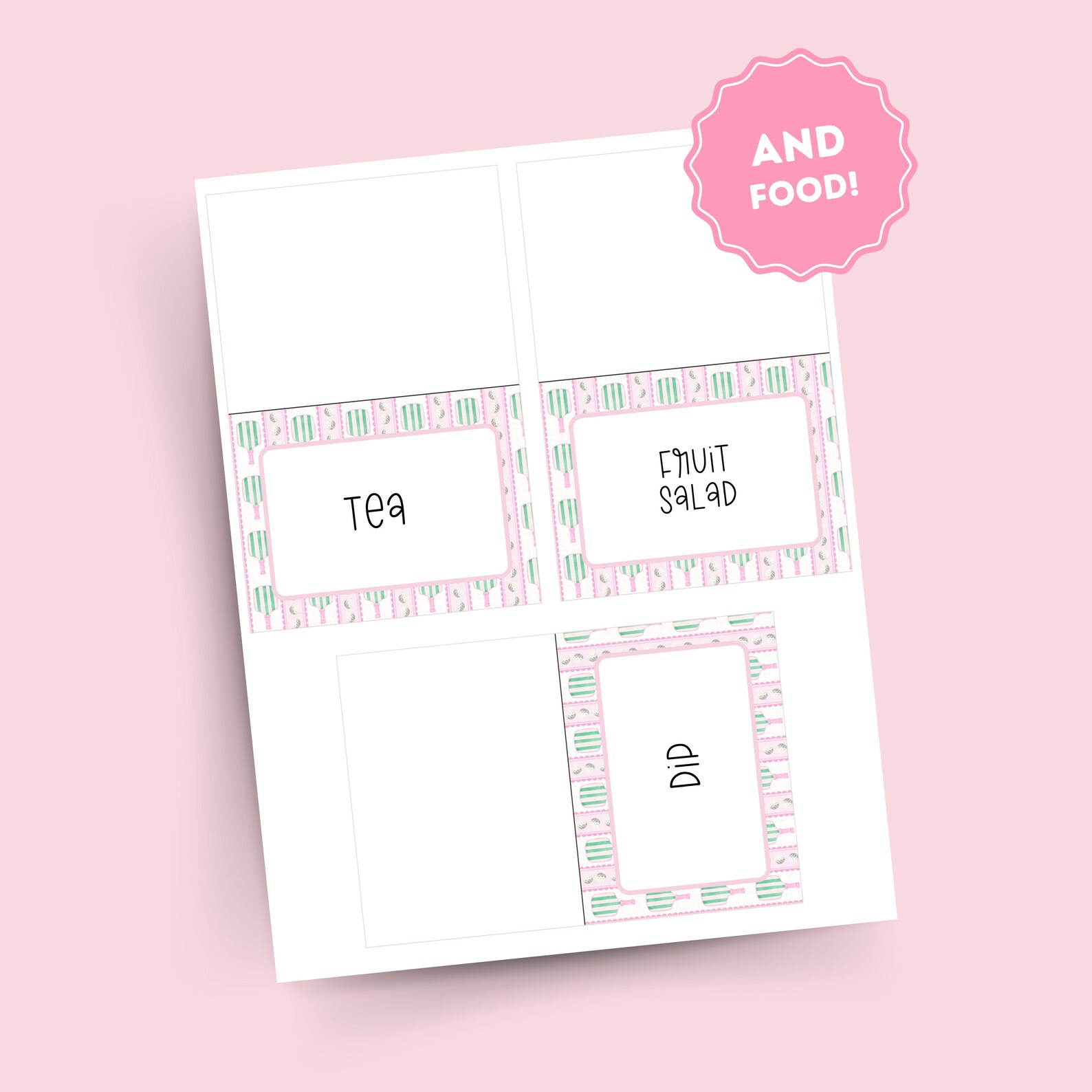 Printable Pickle Ball Themed Food Labels, Name Table Cards | Instant ...