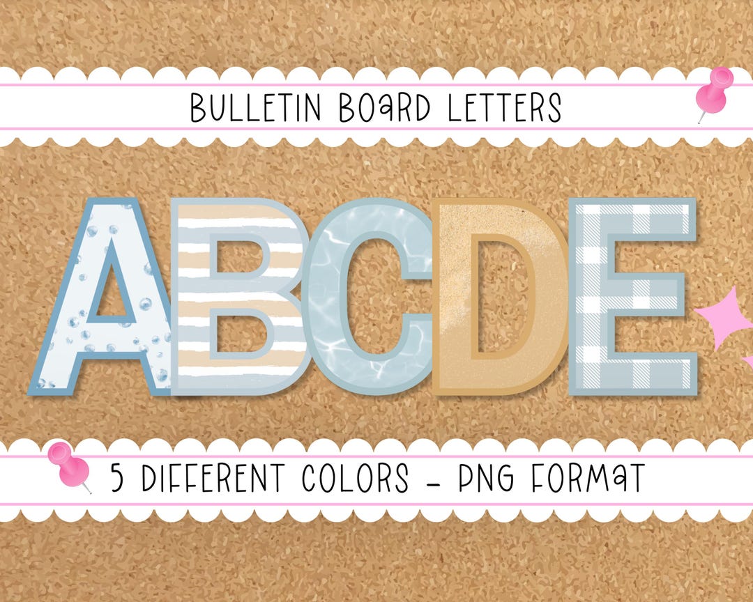 Printable Ocean Themed Bulletin Board Letters, PNG | Classroom Decor ...
