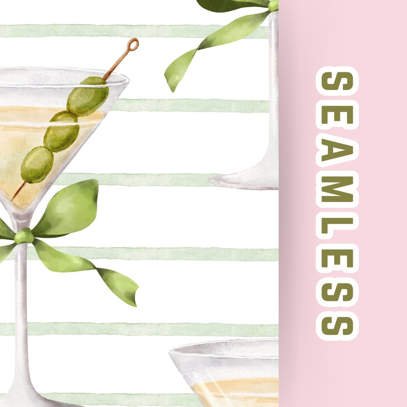 Seamless Digital Download Dirty Martini Pattern Instant Download ...