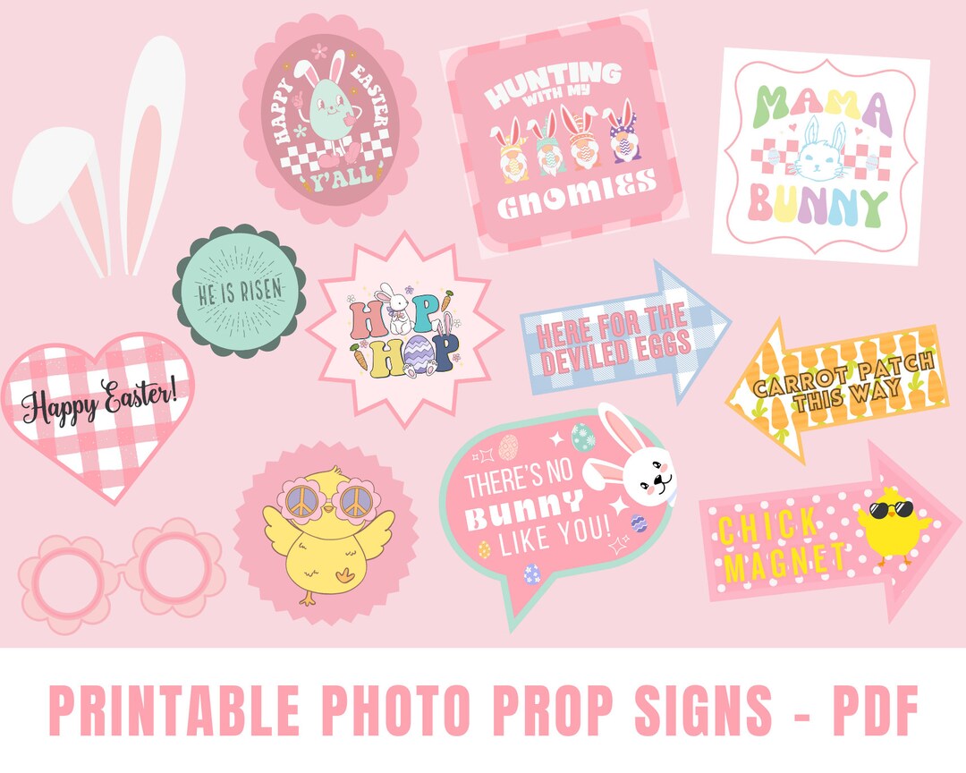 Printable Easter Photo Booth Props and Signs | Fun Easter Theme Party ...