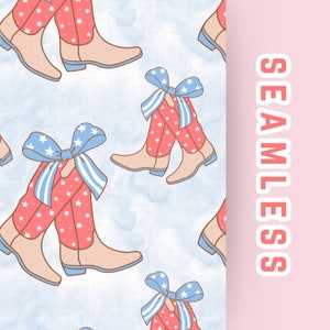 Seamless Patriotic Coquette Bow and Boots Pattern | 4th of July ...
