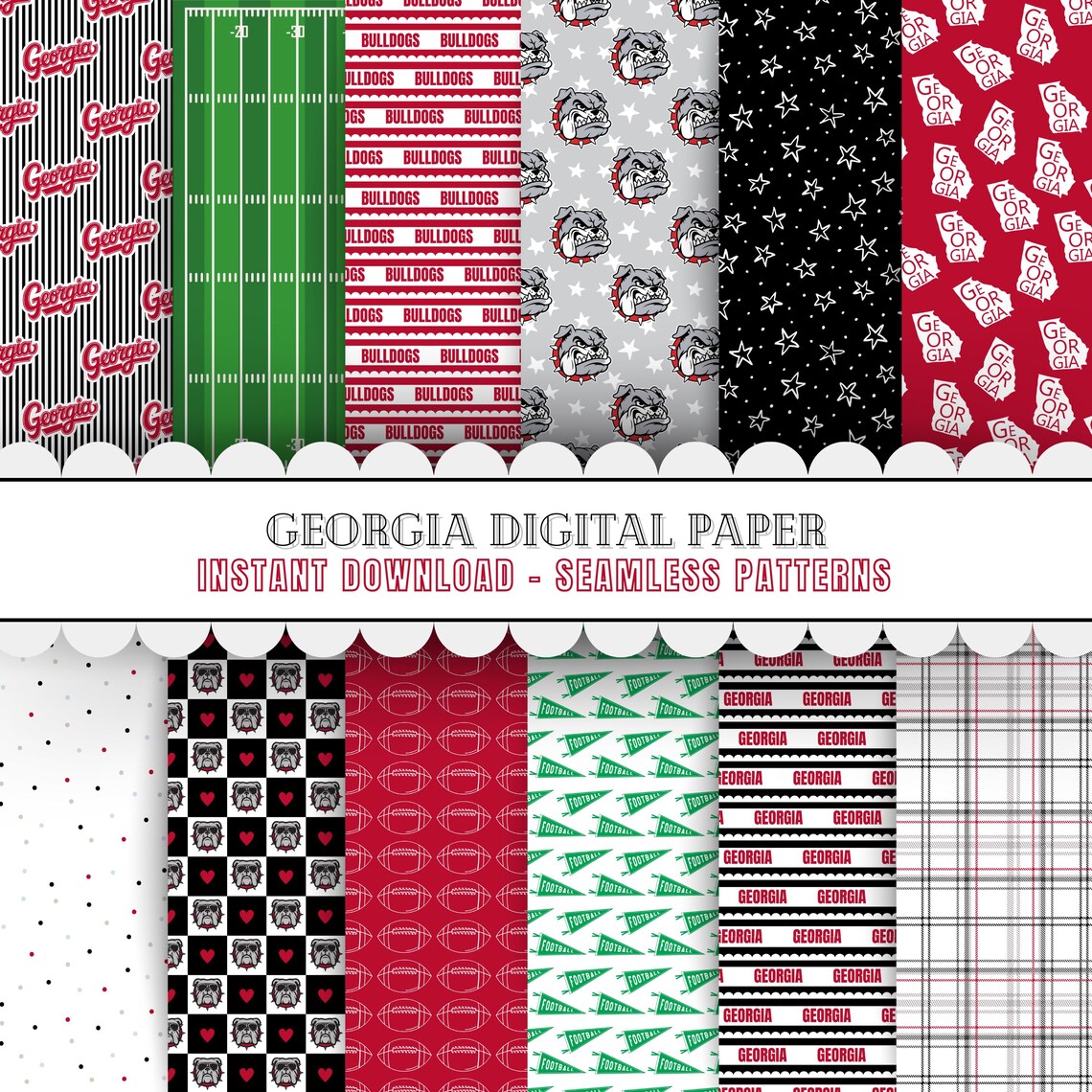 Seamless Georgia Football Digital Paper | Seamless Patterns for ...