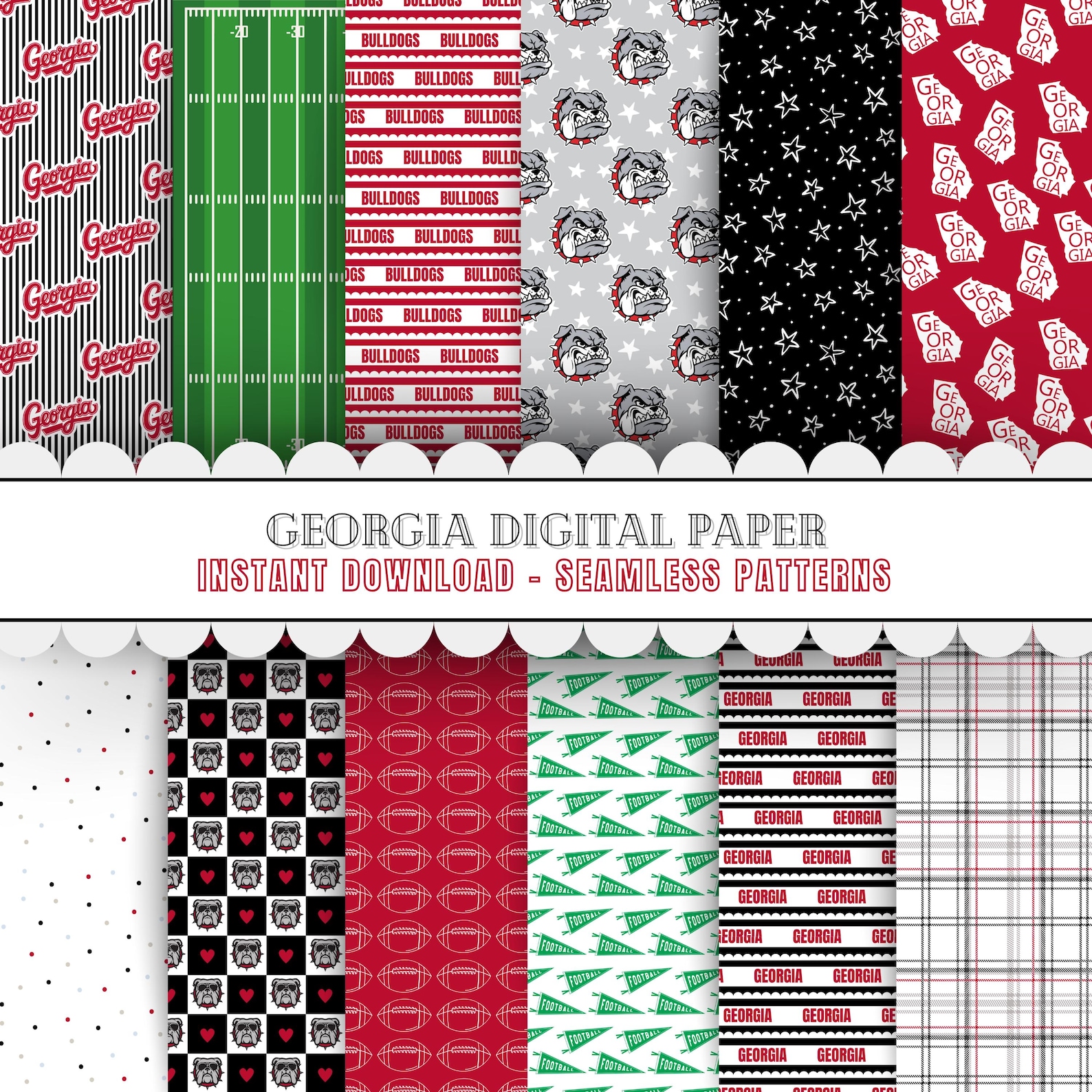 Seamless Georgia Football Digital Paper | Seamless Patterns for ...