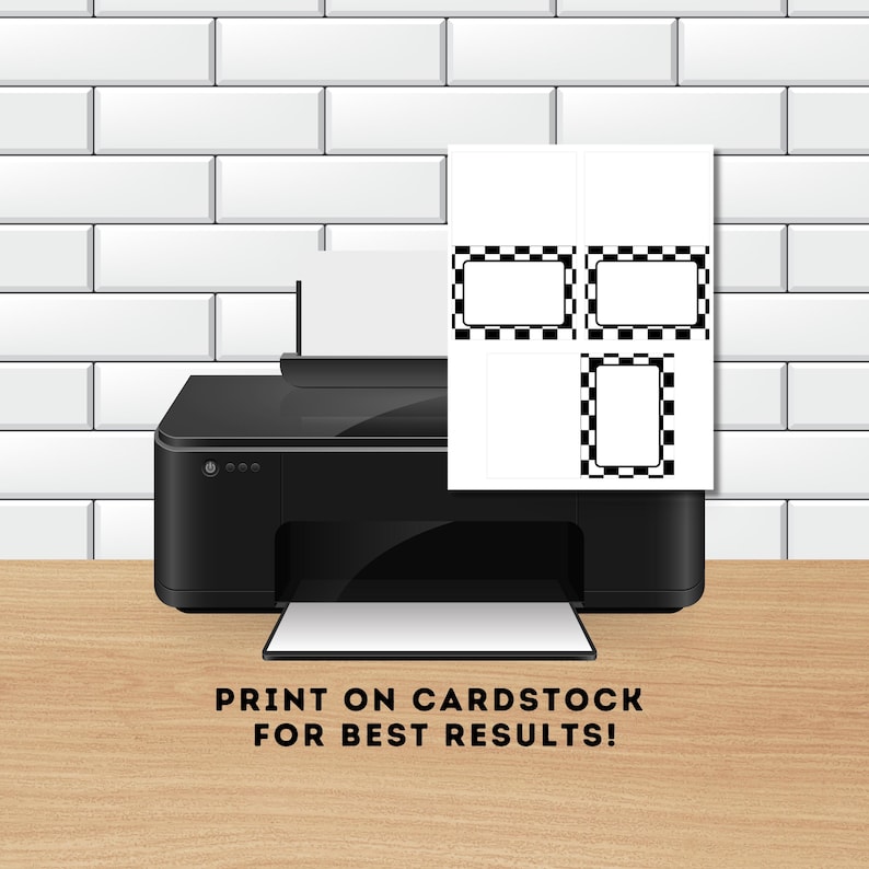 Printable Black Checkered Food Labels, Name and Table Cards | Fast One ...