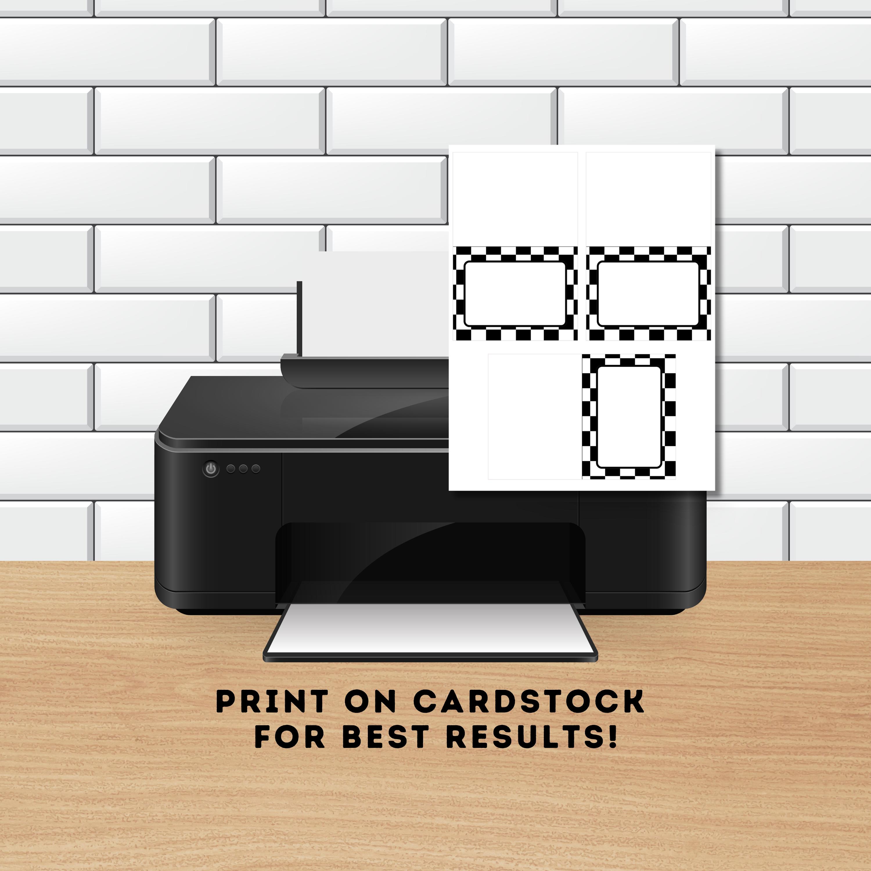 Printable Black Checkered Food Labels, Name and Table Cards | Fast One ...