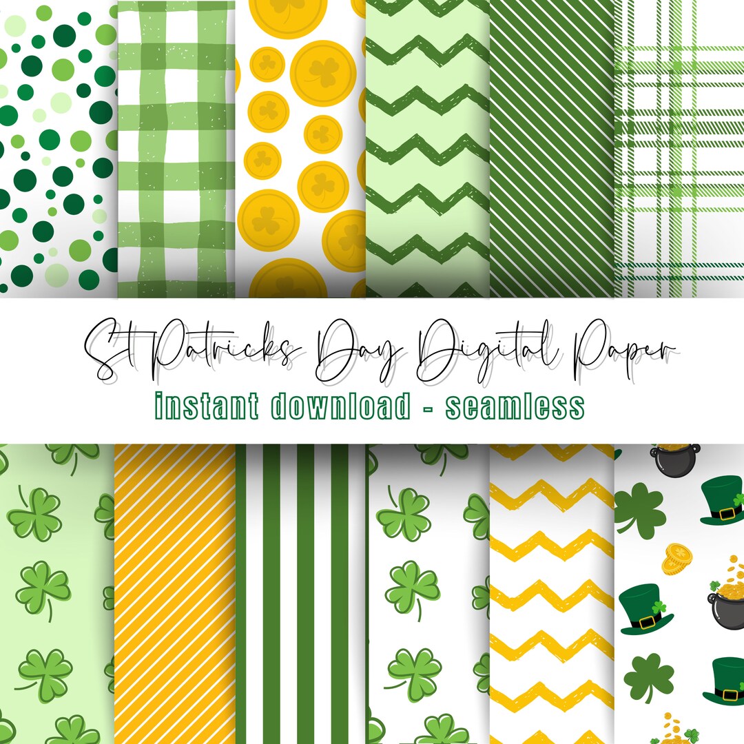 Instant Download St Patricks Day Seamless Digital Paper Patterns and ...