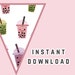 Printable Boba Tea Themed Banner Instant Download Decorations for Boba ...