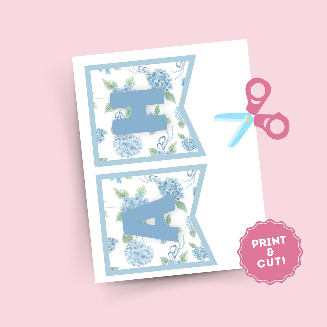 Printable Blue Hydrangea Mothers Day Banner Instant Download, Happy ...