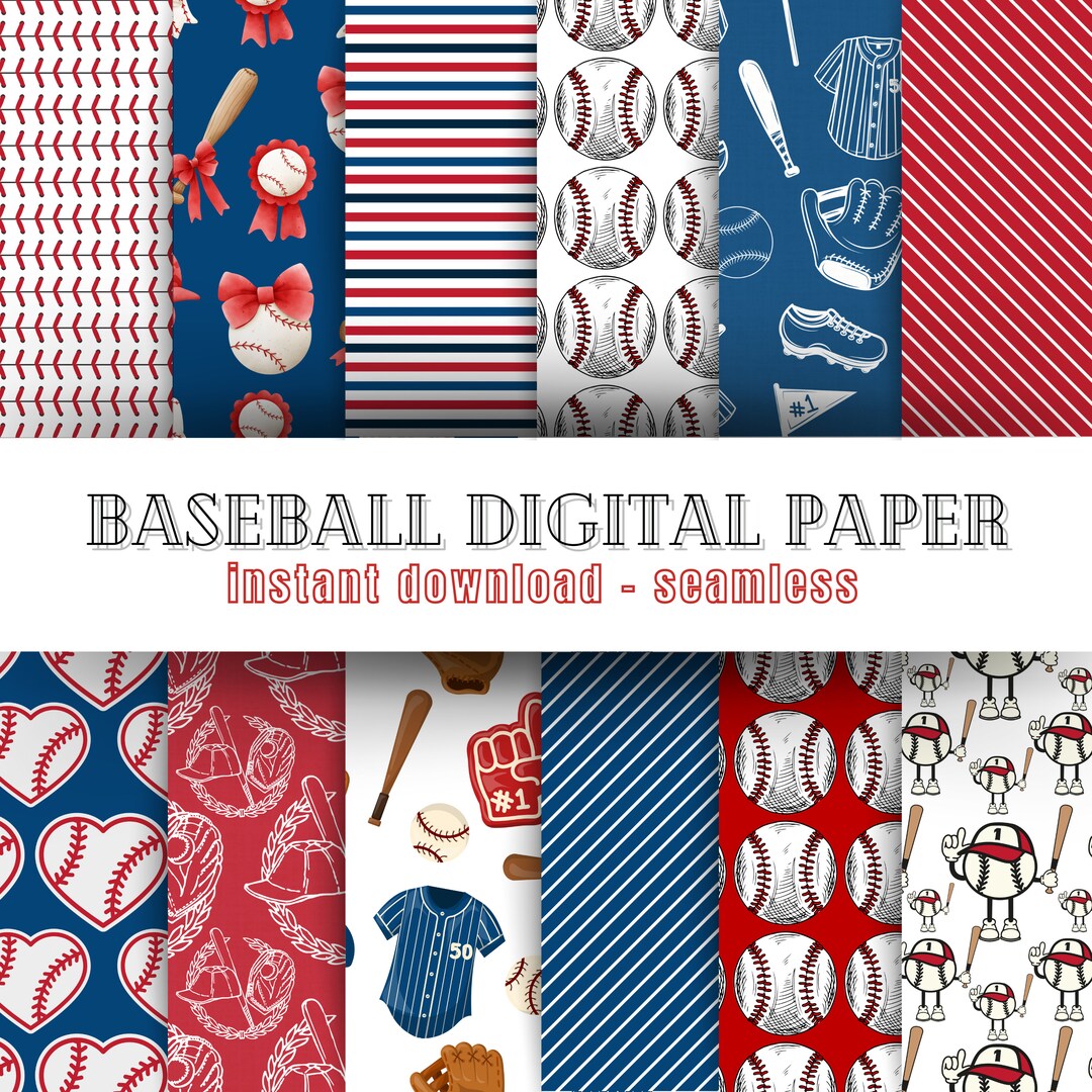 Seamless Baseball Digital Paper Bundle | Instant Download Baseball Mom ...