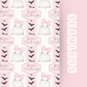 Seamless Pink Halloween Digital Pattern | Instant Download, Watercolor ...