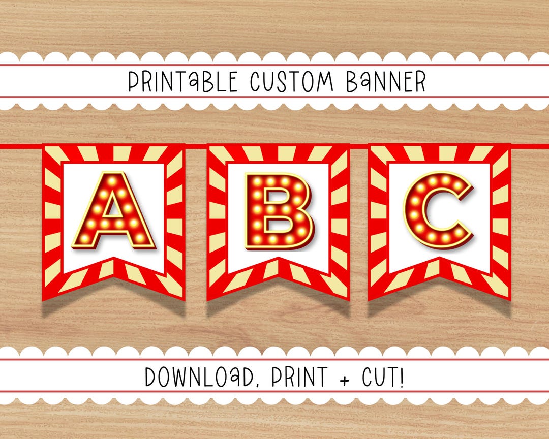 Custom Circus Themed Banner | Instant Download, Printable Carnival ...