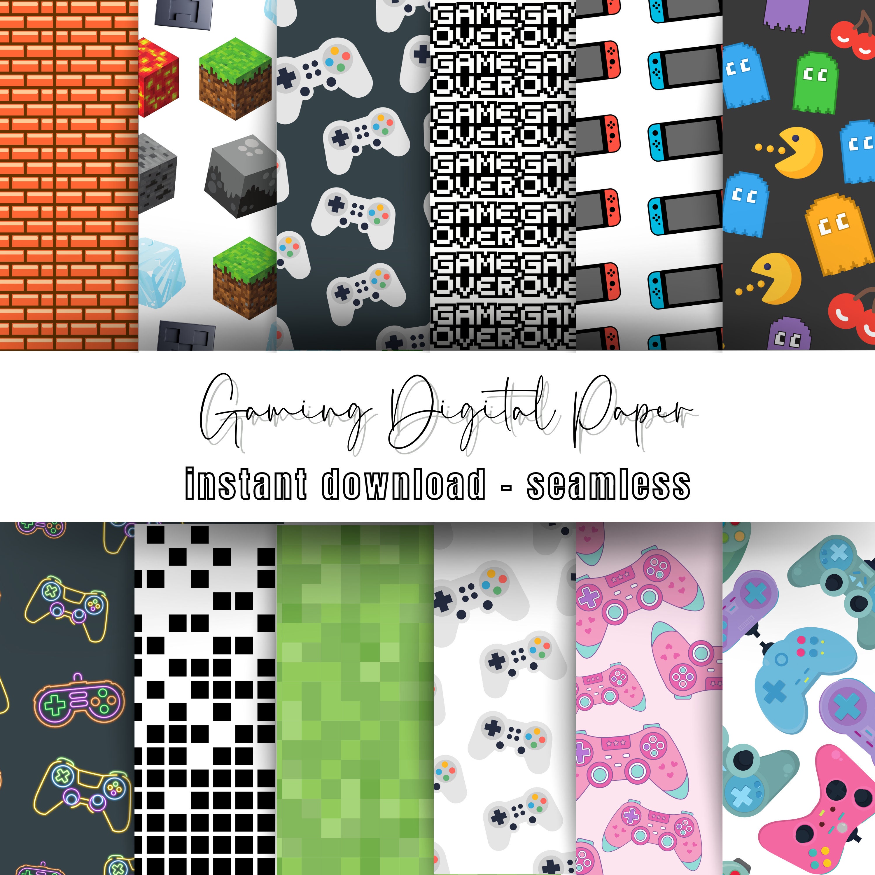 Instant Download Gaming Digital Paper Bundle Printable Gaming ...