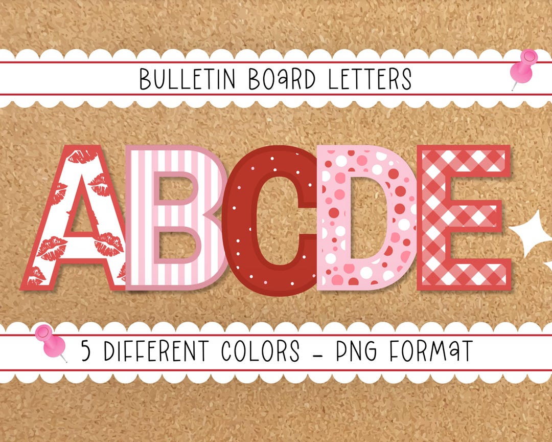 Printable Valentine's Day Bulletin Board Letter, PNG Format | Pink and ...