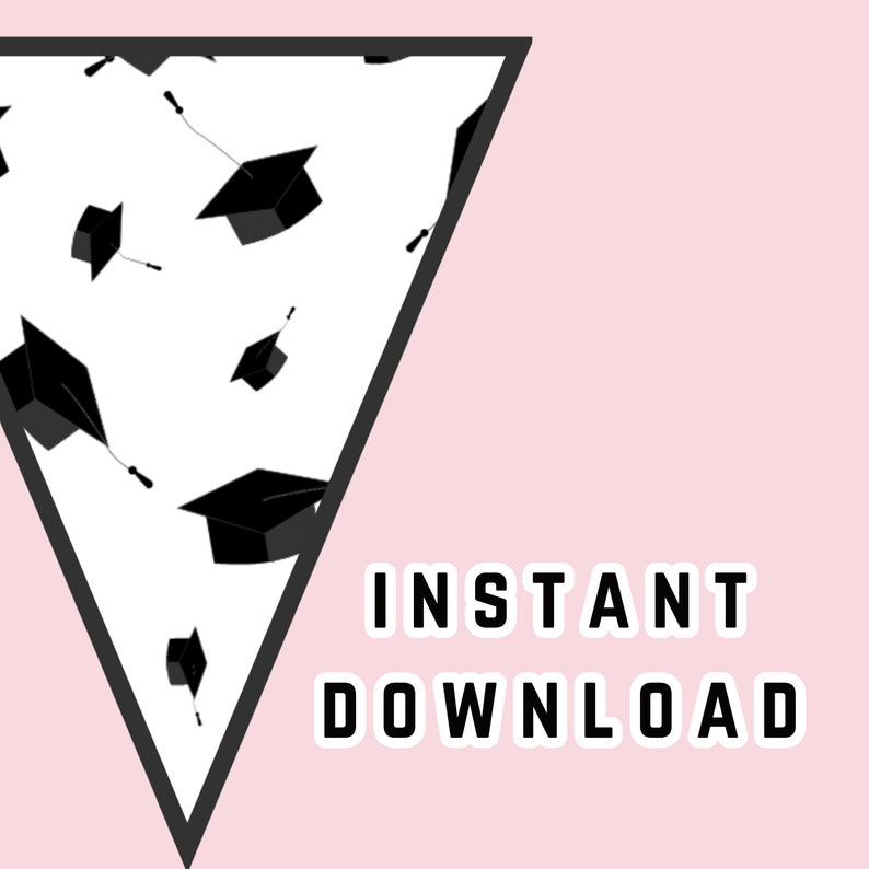 Printable Graduation Hat Banner | Black and White, Graduation Party ...