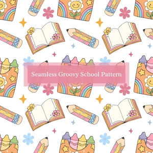 Seamless Vibrant Groovy School Pattern | Flowers, Colorful, Girly ...