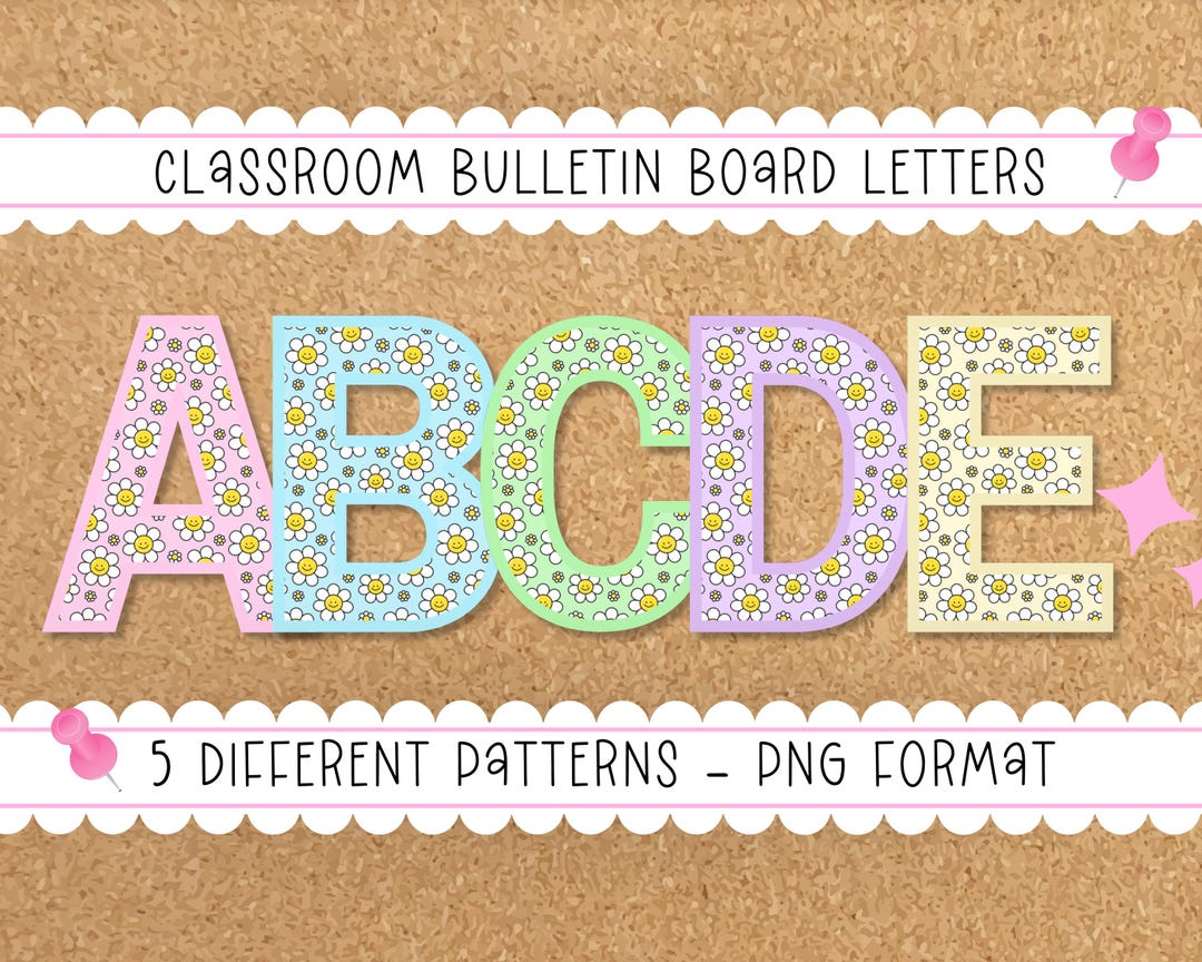 Floral - Smiley Face Bulletin Board Letters | Pastel Classroom Colors ...