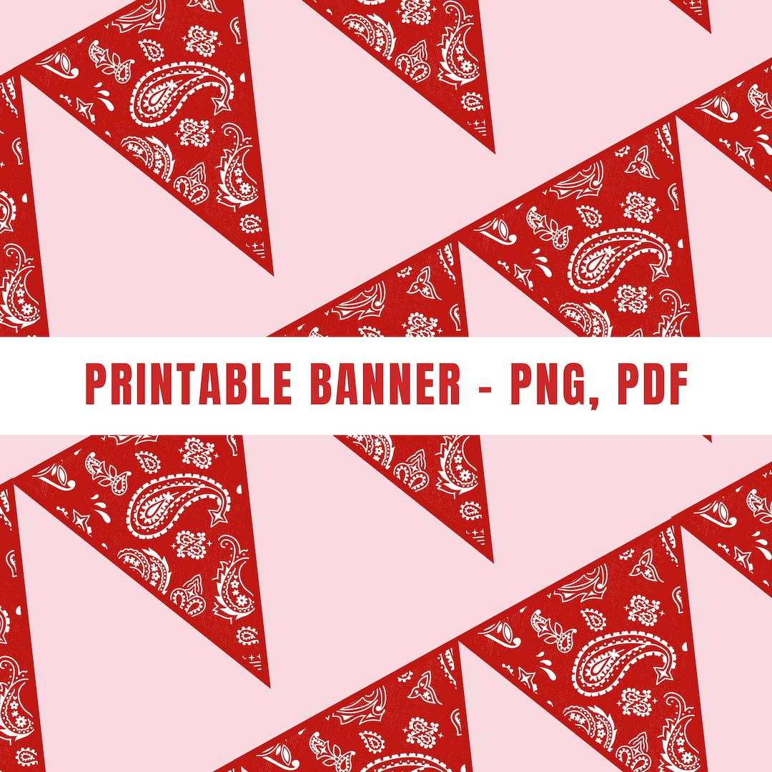 Printable Red Bandana Print Banner | Western, Cowboy, Country, Rodeo ...