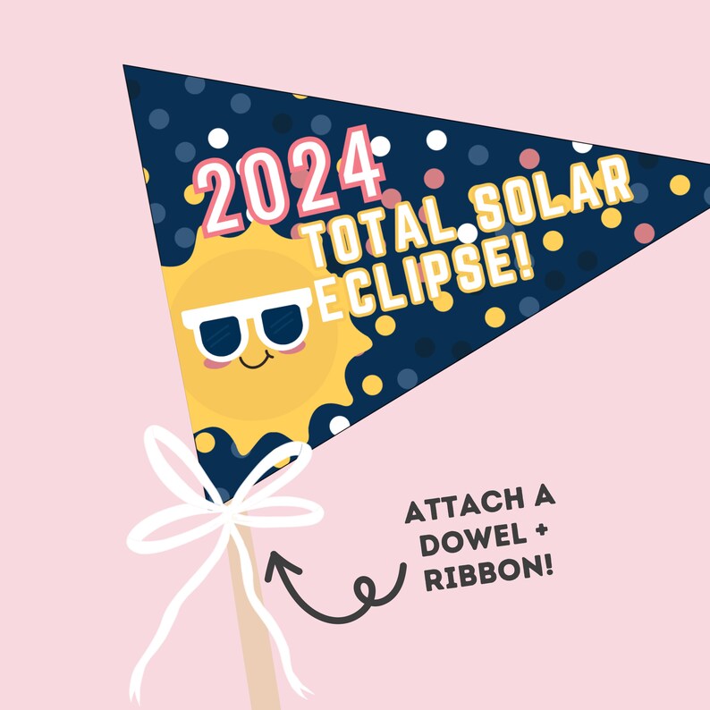 Printable 2024 Total Solar Eclipse Pennant, Flag, Banner Printables and ...