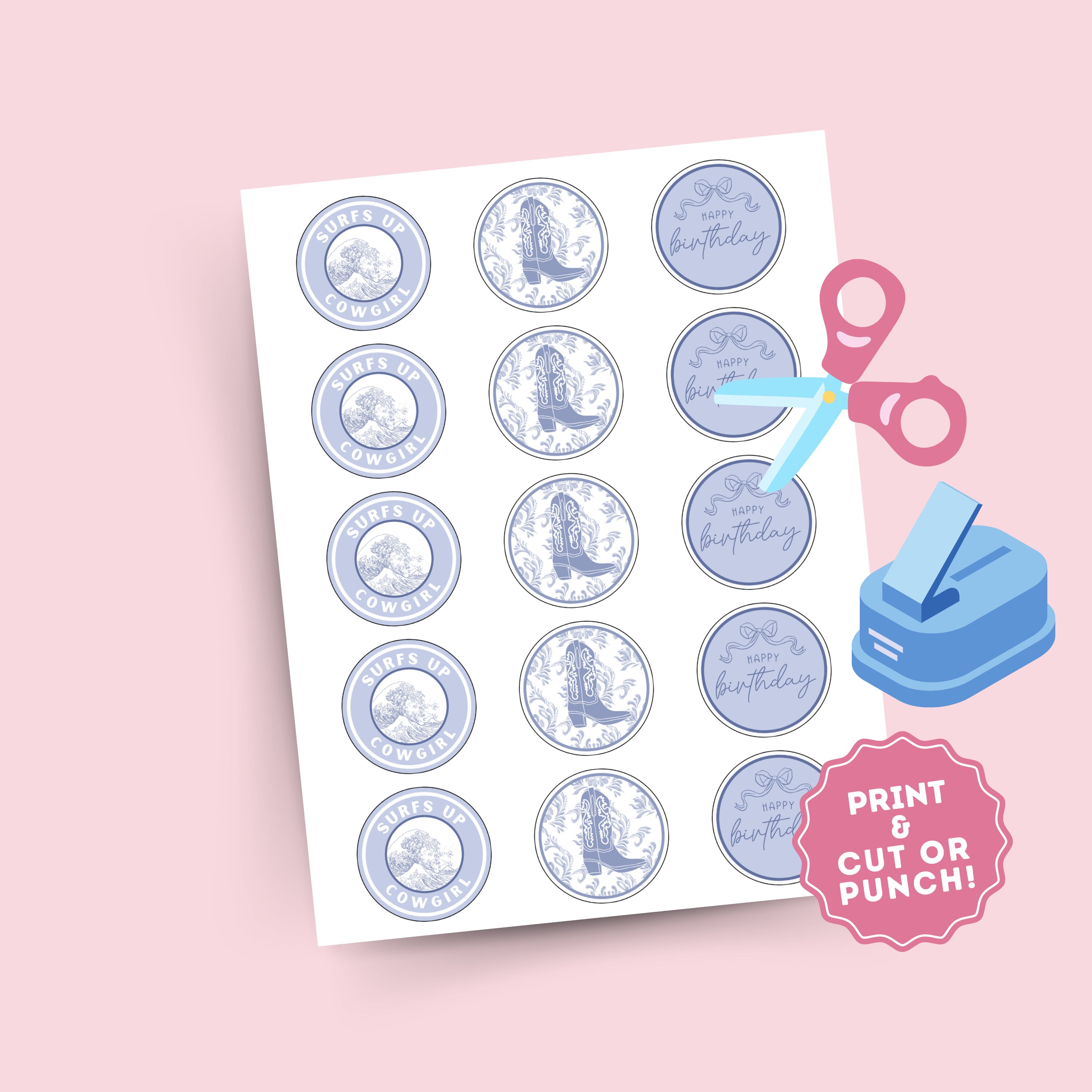 Coastal Cowgirl Birthday Cupcake Toppers Coastal Grandmother Birthday ...