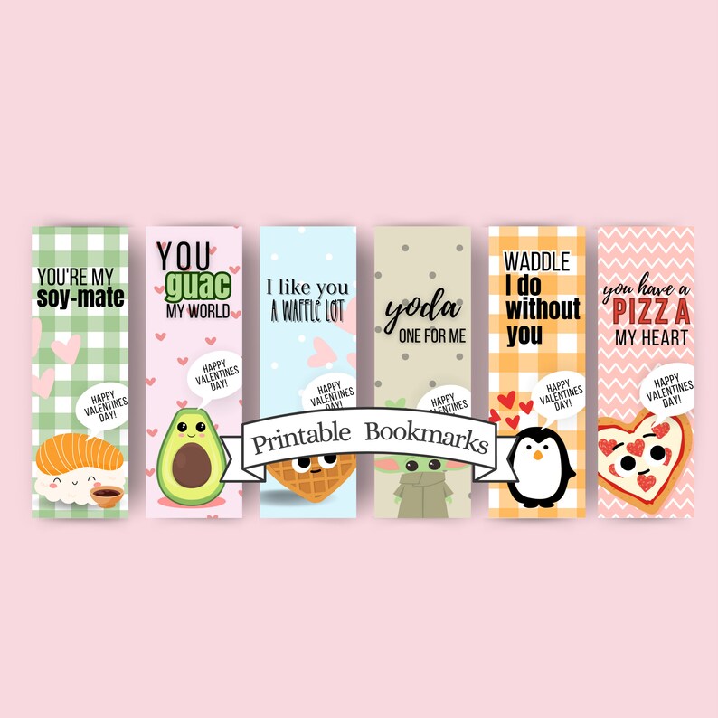 Printable Valentines Day Bookmark Cards, Valentines Day Gift Basket ...