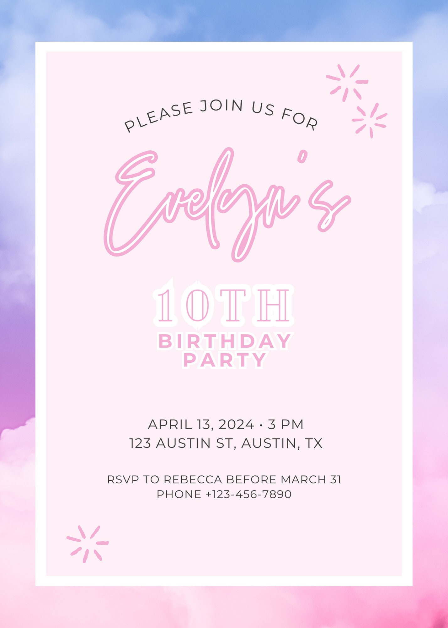 Editable Lover Birthday Party Invitation Template for Swiftie Custom ...