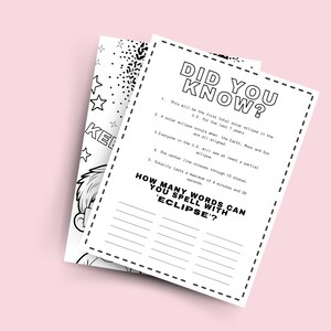 Printable 2024 Total Solar Eclipse Coloring Activity Sheets | Word ...