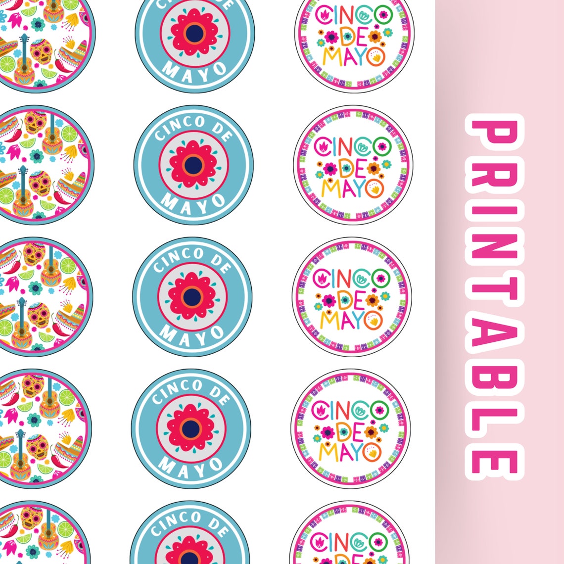 Printable Cinco De Mayo Cupcake Toppers | Instant Download, Colorful ...